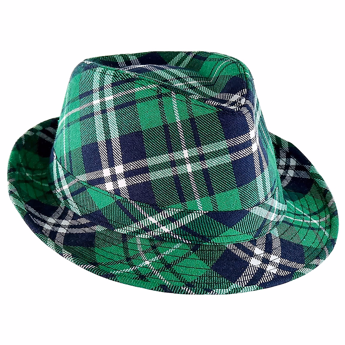 St. Patrick's Day Plaid Fabric Fedora St. Patrick's Day Accessories Green Fedora Women's Berets Hats for Adult (Cute Style)