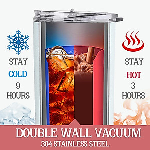 Onebttl Flamingo Skinny Tumbler Gifts For Women, Female, Her and Flamingo lovers - 20oz/590ml Stainless Steel Insulated Tumbler with Straw, Lid, Message Card - (White)