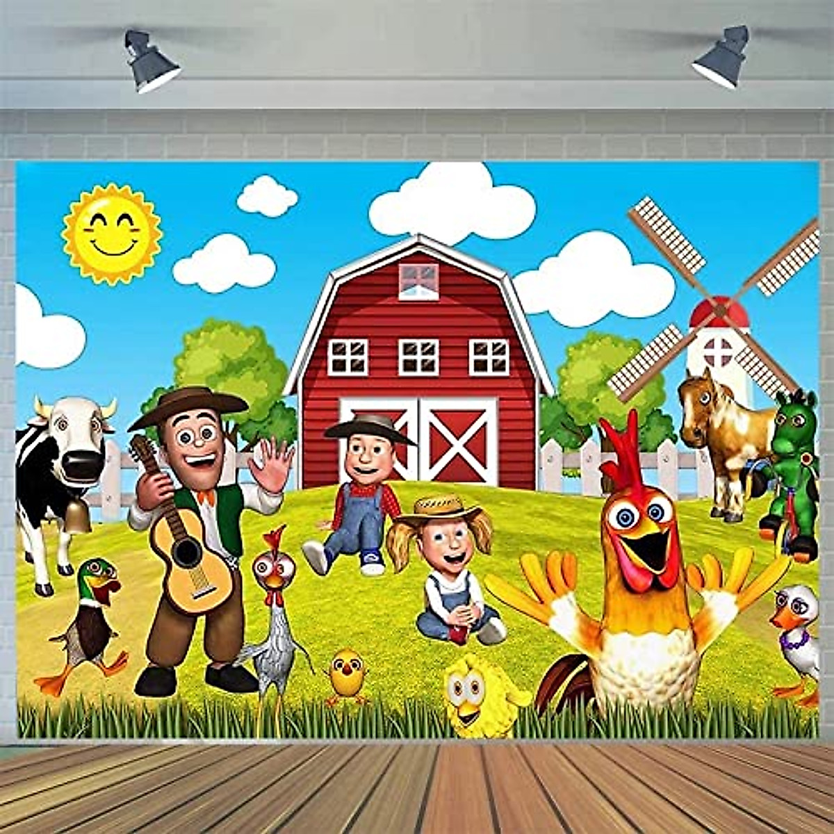Farm Baby Theme Birthday Party red barn Door Photography Background Shower Party Children's Birthday Party Decoration Photography Background Props…