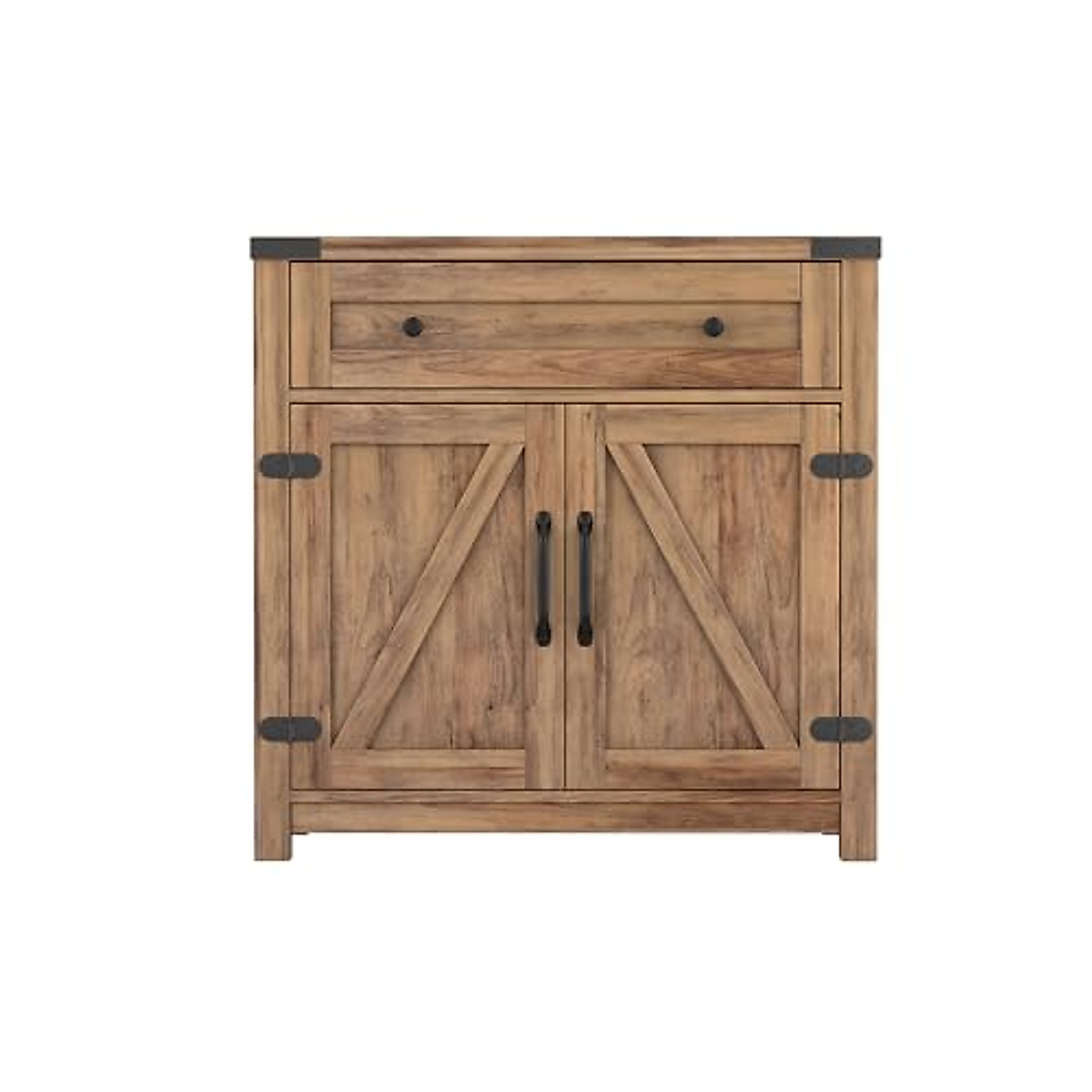 Penifun Farmhouse Buffet Double Barn Door, Industrial Sideboard Wood Coffee, Kitchen Pantry Storage, Accent Chest, Liquor Cabinet for Bar Hallway, Cupboard Console Table, Large, Light Brown