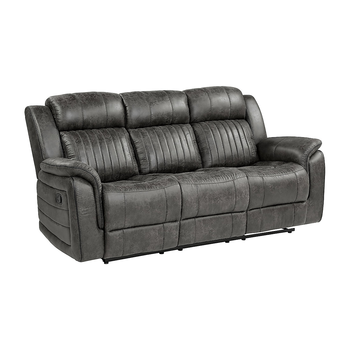 Lexicon Reclining Sofa, Polished Microfiber Recliner Sofa, Double Recliner RV Couch, Manual Recliner for Living Room, Home Theater Seating, 83.5" W Sofa, Brownish Gray