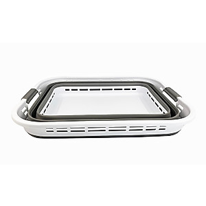 SAMMART 42L (11 gallons) Collapsible Plastic Laundry Hamper/Basket - Foldable Storage Container/Organizer - Portable Laundry Basket - Easy Storage Space Saving (White/Alloy Grey)