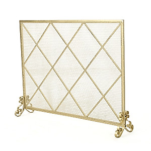 Christopher Knight Home Howell Single Panel Iron Fireplace Screen, Gold