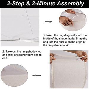 Lamp Shades Set of 2, 11"x 13"x 10" Large Beige Lampshades, Drum Lampshade for Table Lamps Floor Lamp, Natural Linen Fabric Replacement Lamp Shade, Hand Crafted Medium Lampshade, Easy Assembly