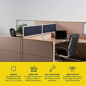 OBEX Acoustical Cubicle Privacy Screen Extender Desk Panel & Office Divider, Add Separation & Block Noise, 18" X 60", Graphite