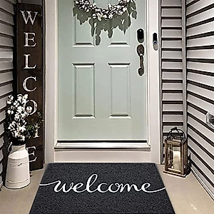 Fireosma Doormat, Outdoor Indoor Welcome mat, Durable Non-Slip Easy to Clean Front Doormat, Entrance Rectangular Doormat, for high Traffic Areas (30" x 17.5", Black)