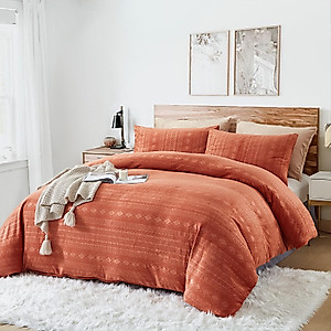 Cupocupa Velvet Duvet Cover Queen Set Grey Comforter Cover 3Pcs Ultra Soft Cover Breathable Luxury Flannel Velour Duvet Cover Zipper Closure Corner Tie Queen Terracotta