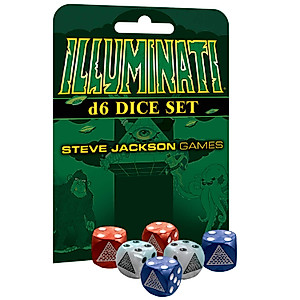 Illuminati d6 Dice Set | 6 Pcs | 19mm Six-Sided | Pearlized Dice | Tabletop Roleplaying Games | RPG | from Steve Jackson Games