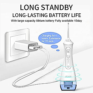 SEAGO Water Flosser Professional Water Pick Teeth Cleaner for Teeth - 3 Modes 5 Jet Tips IPX7 Waterproof Rechargeable Dental Oral Irrigator, Portable for Home & Travel (White)