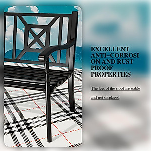 SHGJ&SOFT Outdoor Bench, Garden Bench, Cast Iron Metal Frame Patio Park Bench with a Small Table, for Porch, Lawn, Garden, Yard (D1021BK-1)