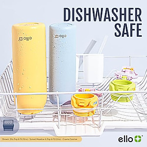 Ello Pop & Fill 32oz Stainless Steel Water Bottle with Quick Fill Technology, Double Walled and Vacuum Insulated Metal, Leak Proof Locking Lid, Sip and Chug, Reusable, BPA Free, Pistachio