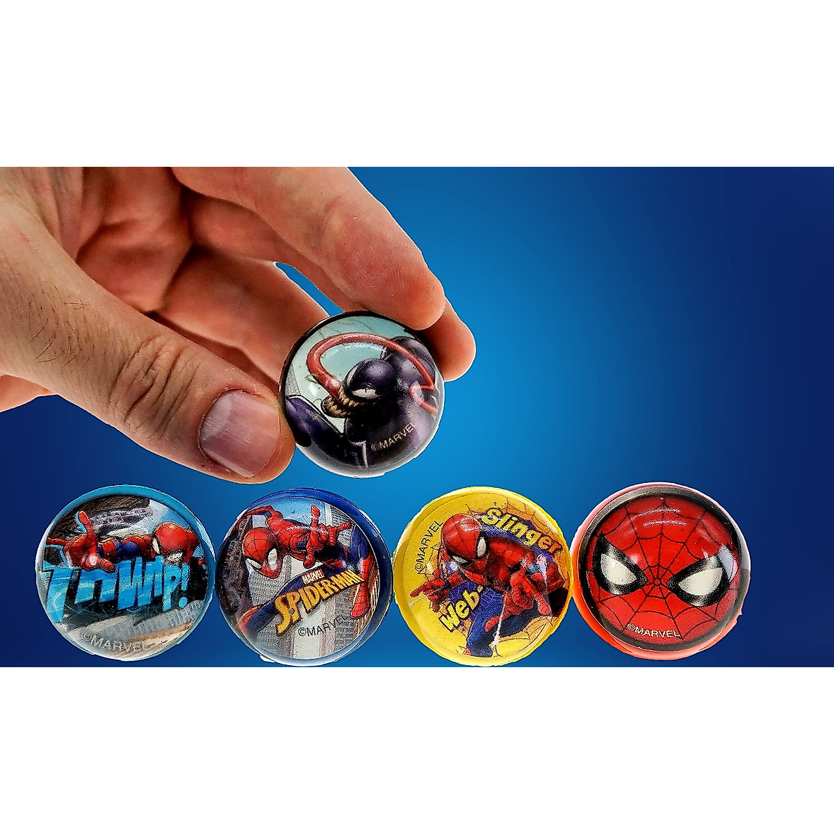 JA-RU Marvel Spiderman Bouncy Superballs Super Hi Bounce 1.2" (1 Pack of 5 Balls) Fidget Balls Small Toys for Kids Prize Premium Giveaways Gift Birthday Supplies A-6805-1