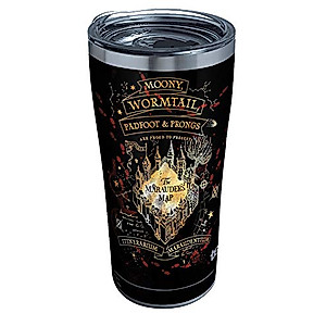 Tervis Harry Potter Marauder's Map Stainless Steel Insulated Tumbler with Clear and Black Hammer Lid, 20oz, Silver