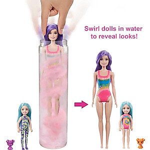 Barbie Color Reveal Toy Set, Tie-Dye Fashion Maker with Barbie & Chelsea Dolls & Accesssories, 50 Surprises Including Pets