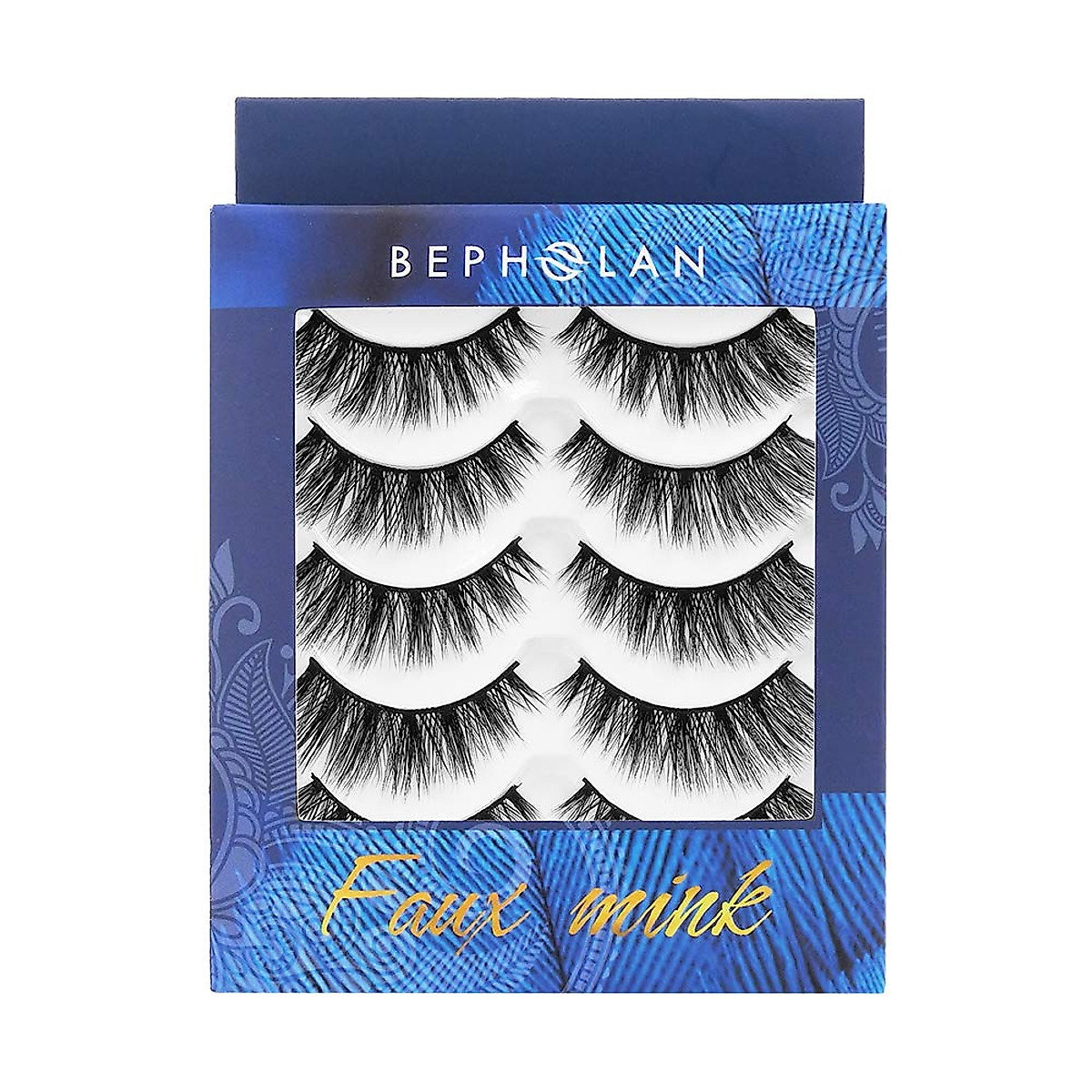 Lashes Natural Look Fake Eyelashes - Bepholan False Eyelashes 3D Super Fluffy False Lashes Black Band Wispy Lashes 5-Pack Faux Mink Lashes,XMZ116