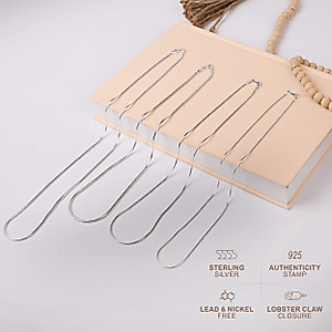 PORI JEWELERS 925 Sterling Silver Italian Magic Snake Chain Necklace - 16"-30" (18, Silver, 0.85MM)