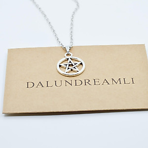 DALUNDREAMLI Gothic Pentacle Necklace - Handmade Charm Pendant for Women - Unique Pagan Jewelry with Stainless Steel Chain - Perfect Wiccan Gift