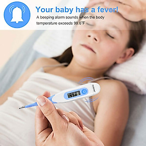 Digital Thermometer, Accurate Fast Reading Temperature Measuring Tool LCD Fever Checker Waterproof 1 Pack Random Color