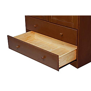 Palace Imports 100% Solid Wood Smart Wardrobe/Armoire/Closet, Mocha Color, 40" W x 72" H x 21" D, 1 Clothing Rods, 1 Lock, 2 Drawers Included