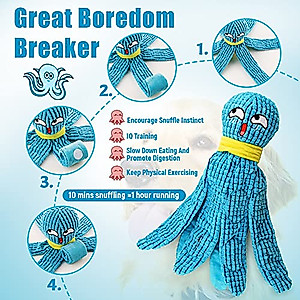 TOTARK Snuffle Octopus Dog Toys for Large Dogs, Snuffle Toys Treat Puzzle Games for Dogs Mental Stimulation Enrichment Toys, Squeaky Interactive Crinkle Dog Toys for Boredom Foraging Training