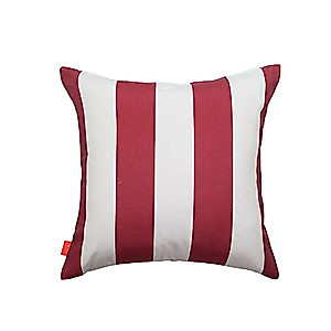 IN4 Care Set of 2 Outdoor Throw Pillow Covers, All Weather Decorative Throw Pillow Cover Cushion Case 17 Inch x 17 Inch, for Sofa Couch Patio Furniture Decoration-Red White