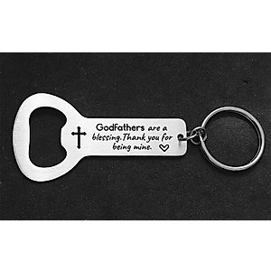 Godparents Proposal Gifts for Baptism Godfathers are a Blessing Thank You for Being Mine,New God Parents Christening Gift Stainless Steel Bottle Opener Keychain