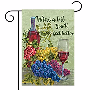 Wine a Bit You'll Feel Better Garden Flag Grapes Vino 12.5" x 18" Briarwood Lane