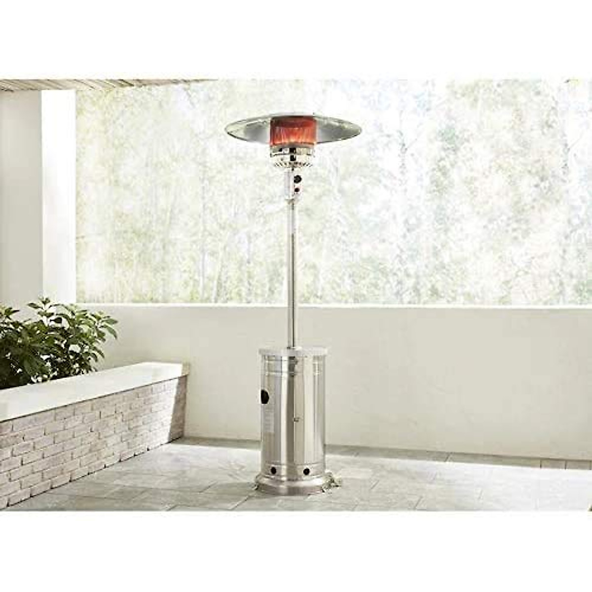 YZPFSD Style Selections/Garden Treasures 48,000 BTU Stainless Steel Floorstanding Liquid Propane Patio Heater，Portable Outdoor Heat Lamp
