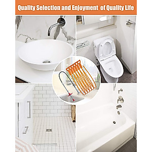 LONGGUI 25inch Hair Drain Clog Remover Tool(6pcs), 24inch Drain Cleaner Sticks To Drain Hair Clog For Remover (1pcs), Drain Hair Remover Tool For Sewer, Toilet, Kitchen Sink, Bathroom Tub,(6+1)