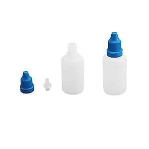 Bettomshin 10Pcs 30ml PE Plastic Squeezable Eye Liquid Dropper Bottles Thin Mouth Lab Reagent Bottle Liquid Sample Seal Sample Storage Translucent Bottle with Blue Cap