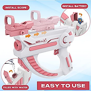 Automatic Water Gun Electric Squirt Water Blaster Guns Soaker Squirt Summer Squirt Shooter Gun Toy Water Gun for Girls Outdoor Swimming Beach Water Fighting Toys
