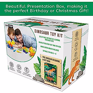 Dinosaur Building Toy Set for Kids - STEM Take Apart Construction Toys Include Build a Dino Construct & Play Kit, Storage Bag, & Coloring Book - Educational Toys, Birthday Party Toy Dinosaurs