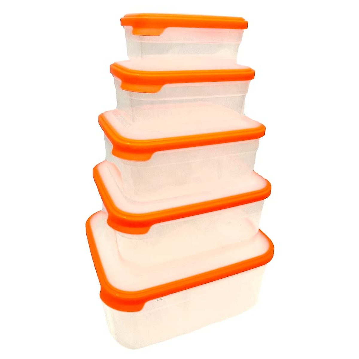HELSIM Orange 10-Piece Containers Set with Lids for Storage, Lunch, and Meal Prep, Dishwasher & Microwave Safe