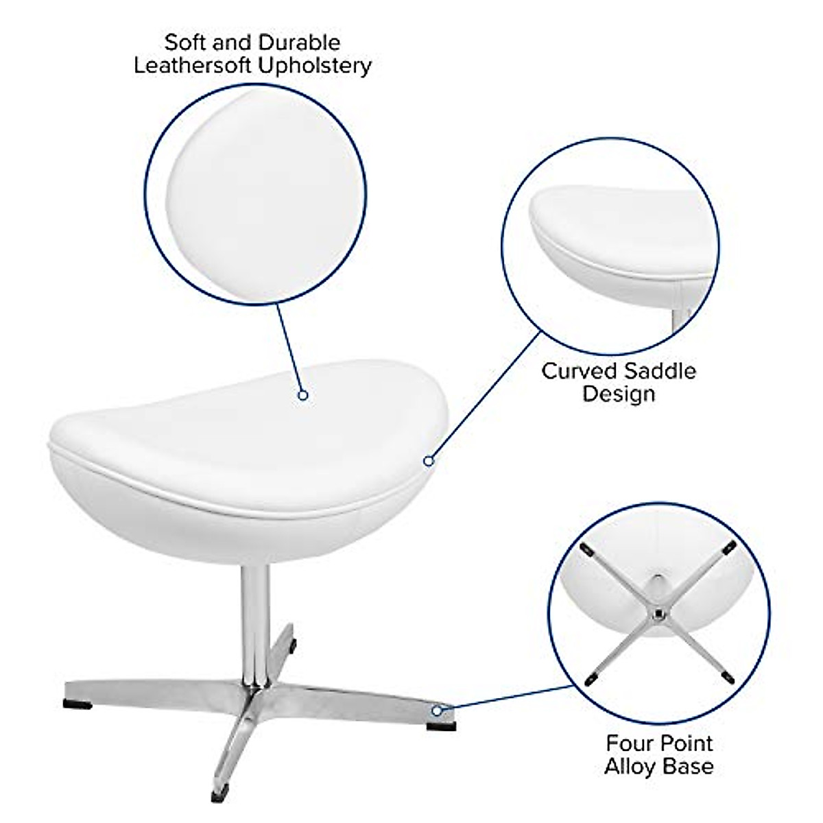 Flash Furniture White LeatherSoft Swivel Wing Chair and Ottoman Set