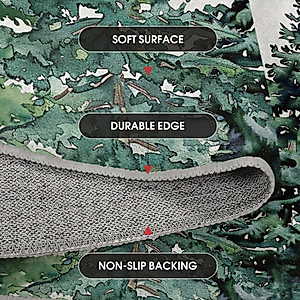 Artoid Mode Green Pine Tree Merry Christmas Area Rug, Xmas Winter Home Decor Low-Profile Washable Area Rugs for Entryway Bedroom Living Room Laundry Room Indoor 5x7 Feet