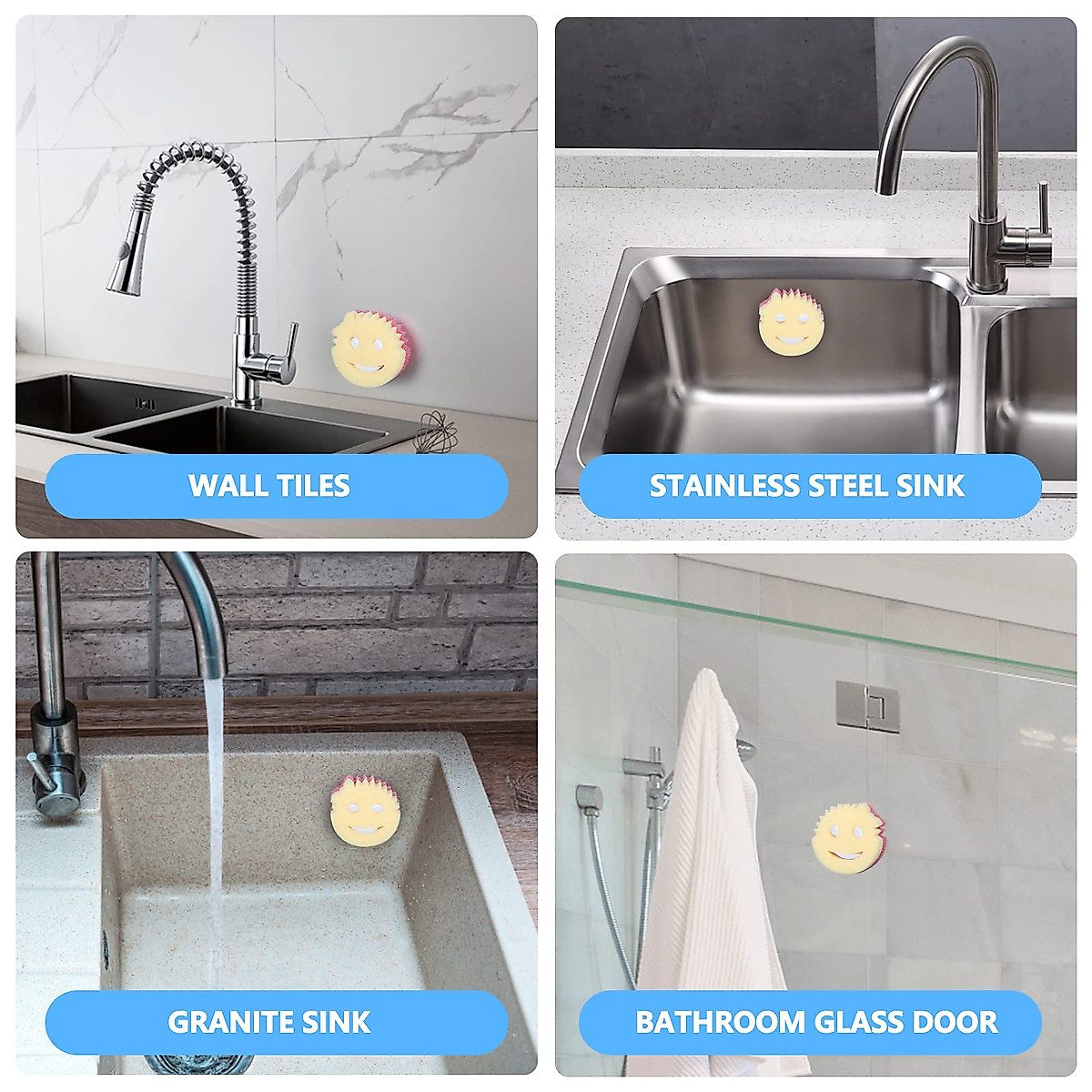 Sponge Holder, Sink Caddy for Scrub Sponges with Suction Cup Installation, Kitchen/Bathroom Sink Sponge Storage, Self Draining, Dishwasher Safe for Holding Smiley Sponges (Sponges Not Included),1pcs