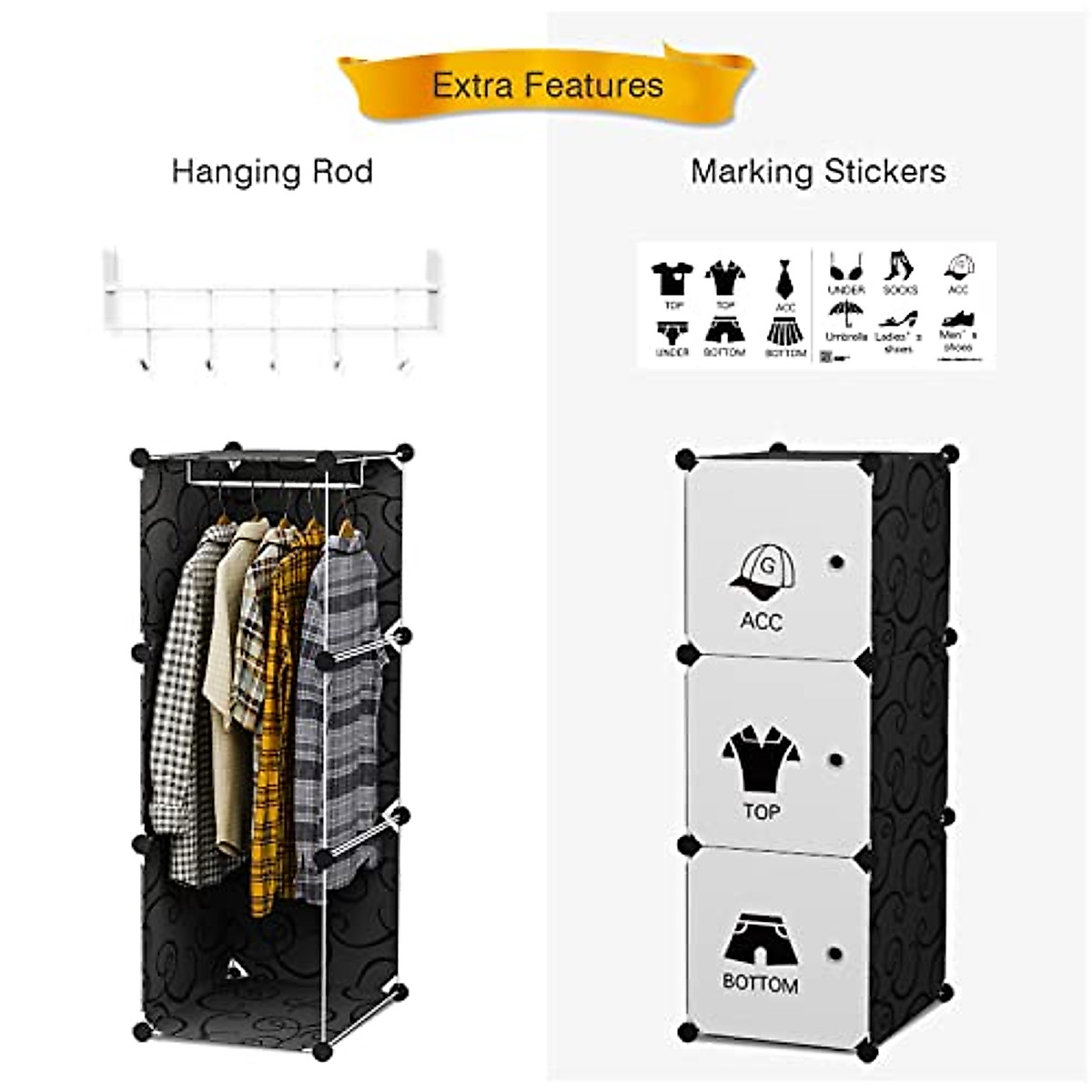 KOUSI Large Cube Storage -(12 Cubes) Organizer Shelves Clothes Dresser Closet Storage Organizer Cabinet Shelving Bookshelf Toy Organizer (42"x18"x56")
