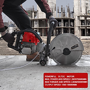 JACKCHEN Concrete Saw, 2 Stroke cutting saw, 14 in Gas Powered Cut Off Saw, Gasoline Circular Saw with EPA certificate