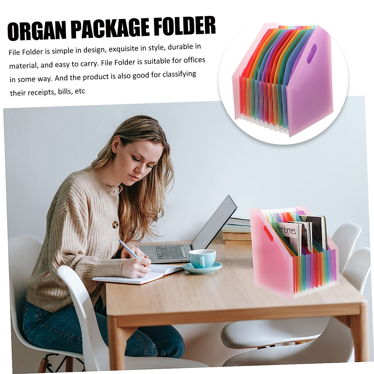 VILLCASE Vertical Accordion File Organizer Large Capacity Store Files Letters Photos Stylish and Simple Office Storage Folder