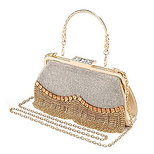 CHIC DIARY Rhinestones Crystal Clutch Purse for Women Top Handle Evening Bag for Party Prom Crossbody Purse Shoulder Handbag
