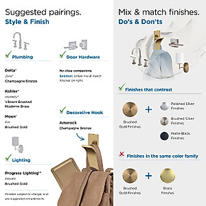 Amerock HBX37014CZ | Apex Single Prong Decorative Wall Hook | Champagne Bronze Hook for Coats, Hats, Backpacks, Bags | Hooks for Bathroom, Bedroom, Closet, Entryway, Laundry Room, Office