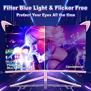 FYHXele 27 inch Gaming Monitor, 1800R Curved Gaming Monitor, FHD-1920X1080P, 165Hz, 1ms, FreeSync/G-Sync, Ultrawide PC Monitor, HDMI/DisplayPort/USB Vesa/Wall Mount Computer Monitor-Pink