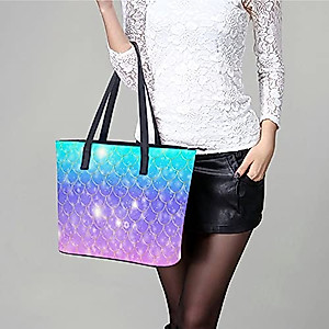 Womens Handbag Mermaid Fish Tail Leather Tote Bag Top Handle Satchel Bags For Lady