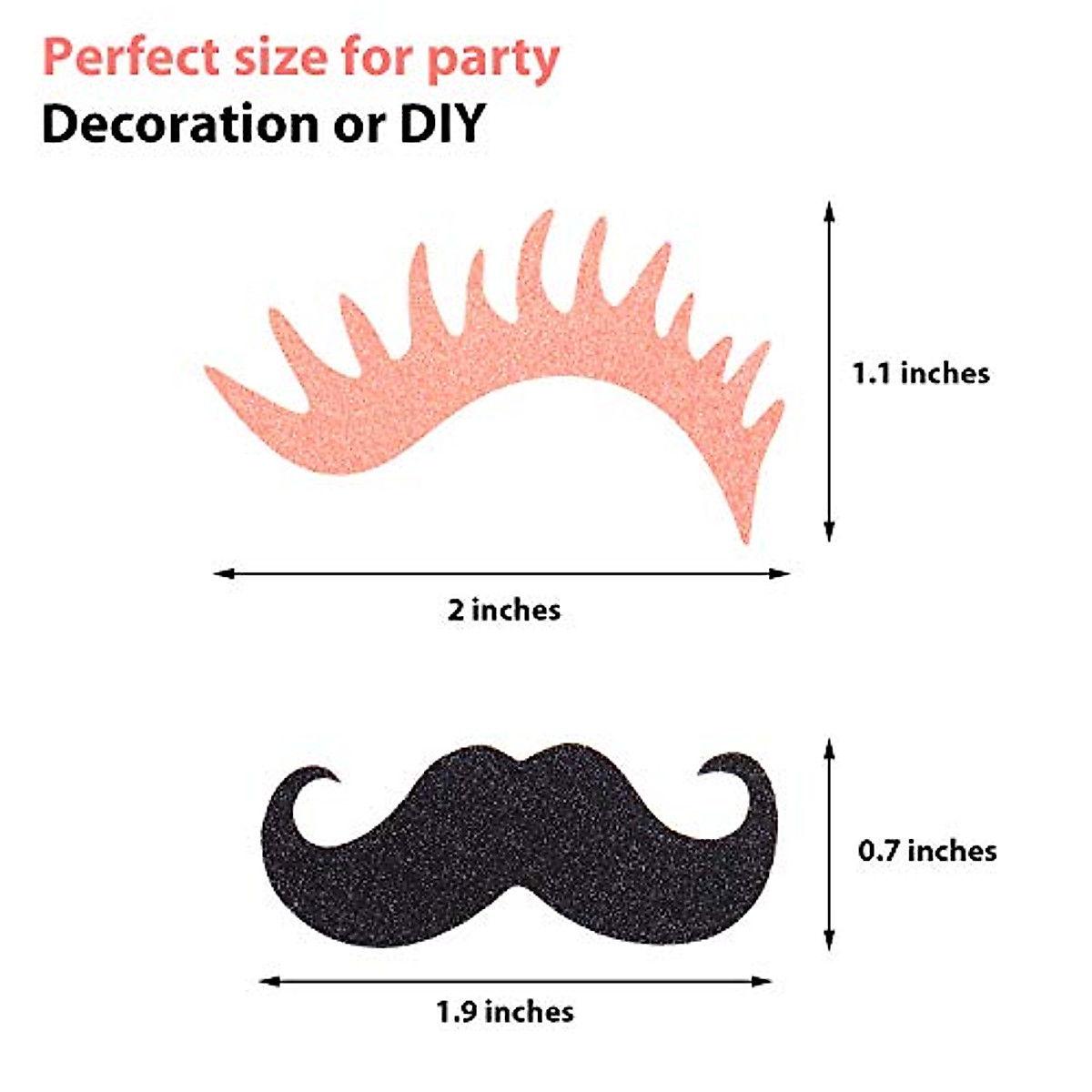 300 Pieces Staches or Lashes Confetti Black Mustache Confetti Lash Paper Confetti for Gender Reveal Birthday Baby Shower Party Decoration Supplies