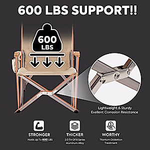ICECO Hi1600 Folding Camping Chairs for Outside, High-Back Heavy Duty Camping Chair for Adults, Portable Chairs with Shoulder Strap for Outside, Patio, Living Room, 600 LBS, 10 Year Warranty