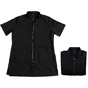 Pet Grooming Work Clothes with Full Zipper Anti-Static Cat Dog Grooming Pet Grooming Smock for Dog Cat Grooming Shop (M)