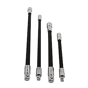 ABN Flexible Socket Extension Cables - 4pc Flex Socket Extension Bar Set 1/4in and 3/8in Drive Light Impact Extender