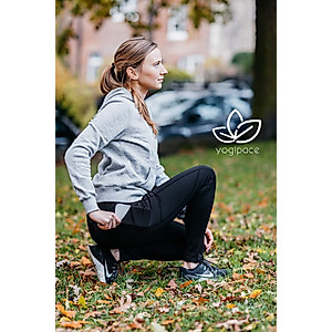 Yogipace,Side Pockets,Women's Water Resistant Thick Thermal Fleece Lined Leggings Warm Winter Tights,28",Black,M