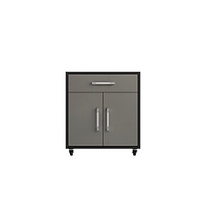 Manhattan Comfort Eiffel Garage Work Station Set of 3 in Matte Black and Gray