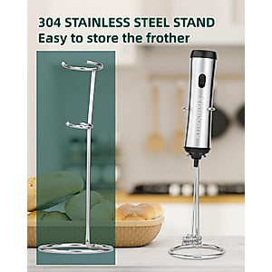 KURSINNA Powerful Rechargeable Milk Frother Handheld, USB-C Charge Foam Maker with 2 Stainless Steel Whisk & Stand, Powerful Mini Mixer Coffee Frother for Frappe, Latte, Matcha (13000RPM USB-C Charge)